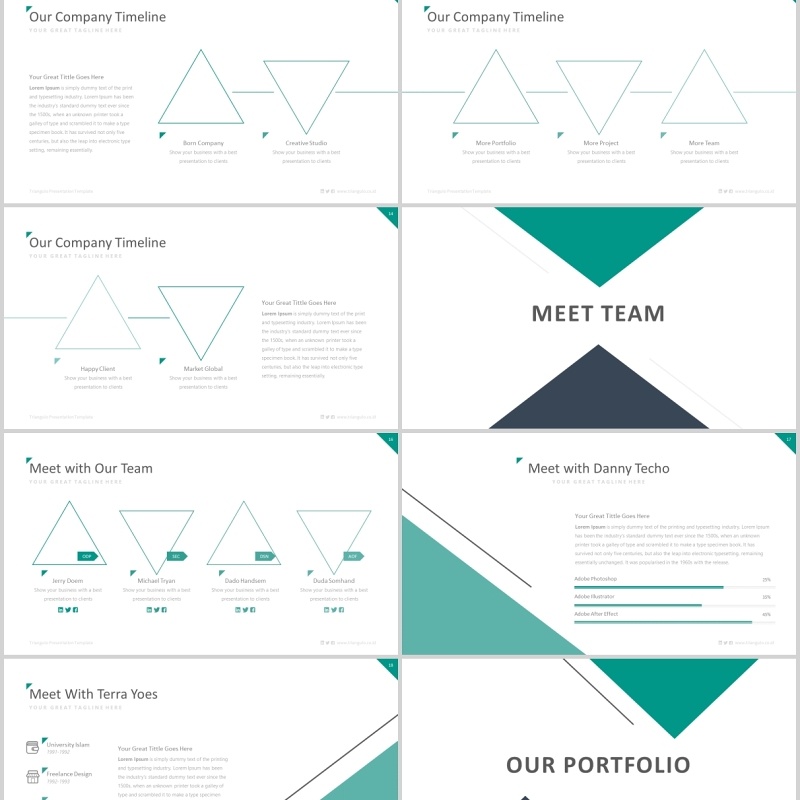 创意三角形插图公司介绍商务通用PPT模板版式设计Triangulo Powerpoint Template_PPT模板 【OVO图库】