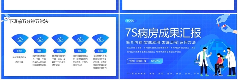 蓝色插画风7S病房管理成果汇报PPT模板_PPT模板 【OVO图库】