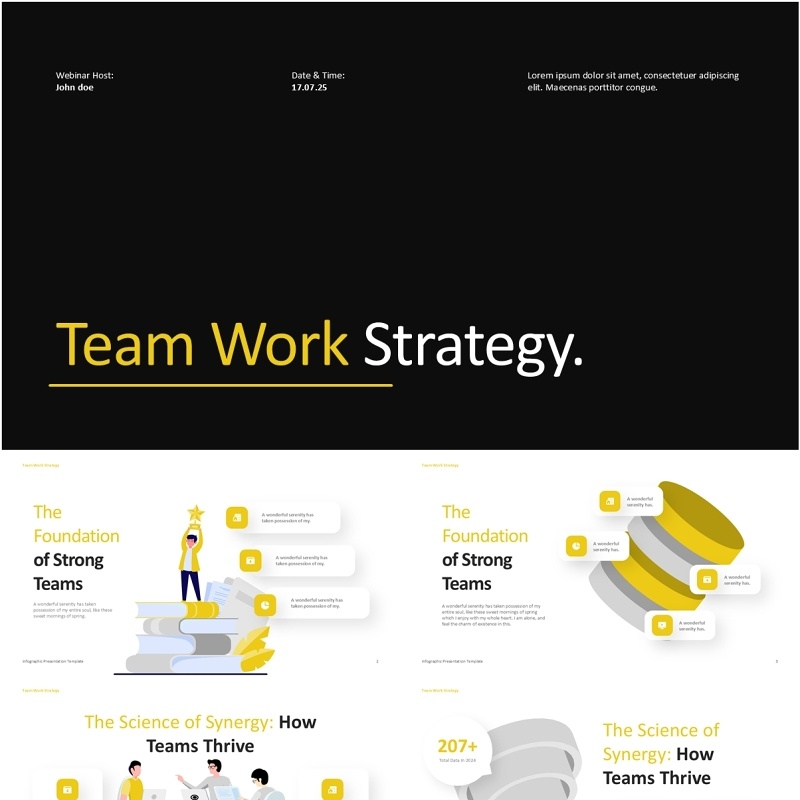 团队精神团队合作策略信息图表PPT模板Team Work Strategy_PPT元素 【OVO图库】