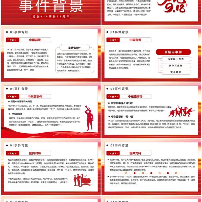 红色党政纪念918事件91周年纪念PPT模板_PPT模板 【OVO图库】