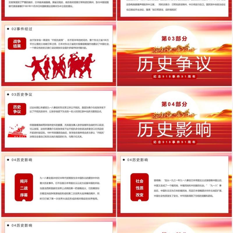 红色党政纪念918事件91周年纪念PPT模板_PPT模板 【OVO图库】