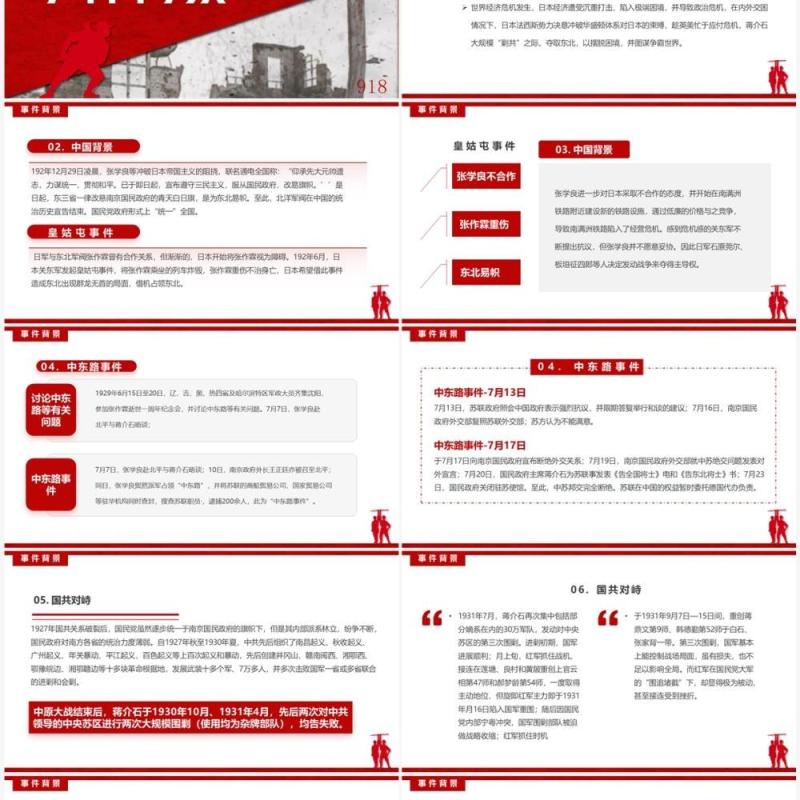 红色简约风918事件91周年纪念日PPT模板_PPT模板 【OVO图库】