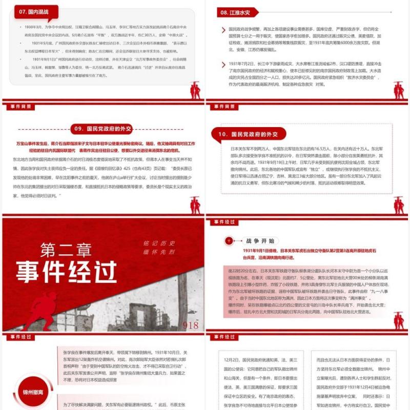 红色简约风918事件91周年纪念日PPT模板_PPT模板 【OVO图库】