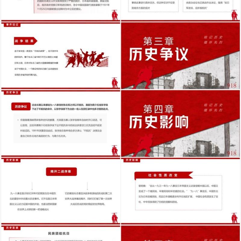 红色简约风918事件91周年纪念日PPT模板_PPT模板 【OVO图库】