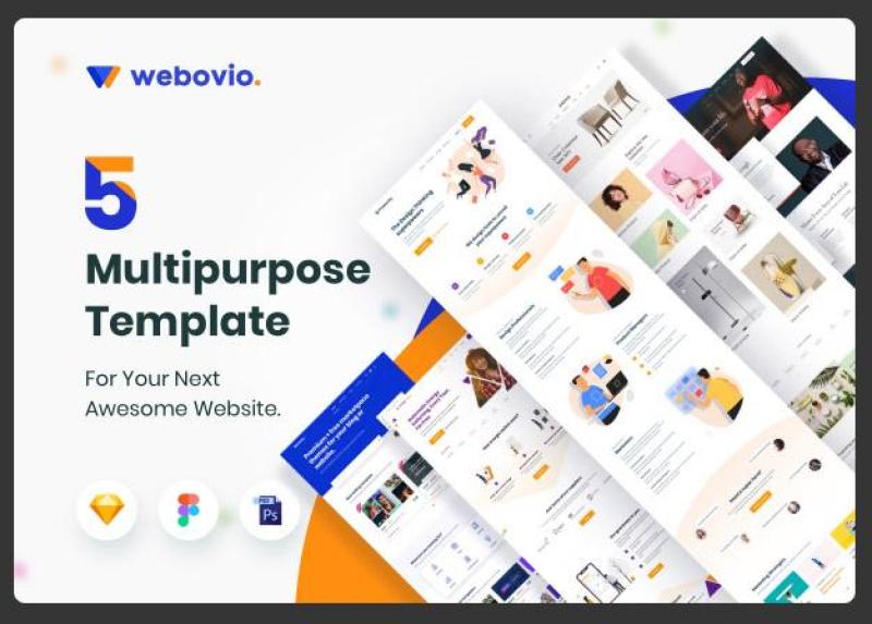 多用途网站主页Webovio - Multipurpose Website Homepage_Sketch 【OVO图库】