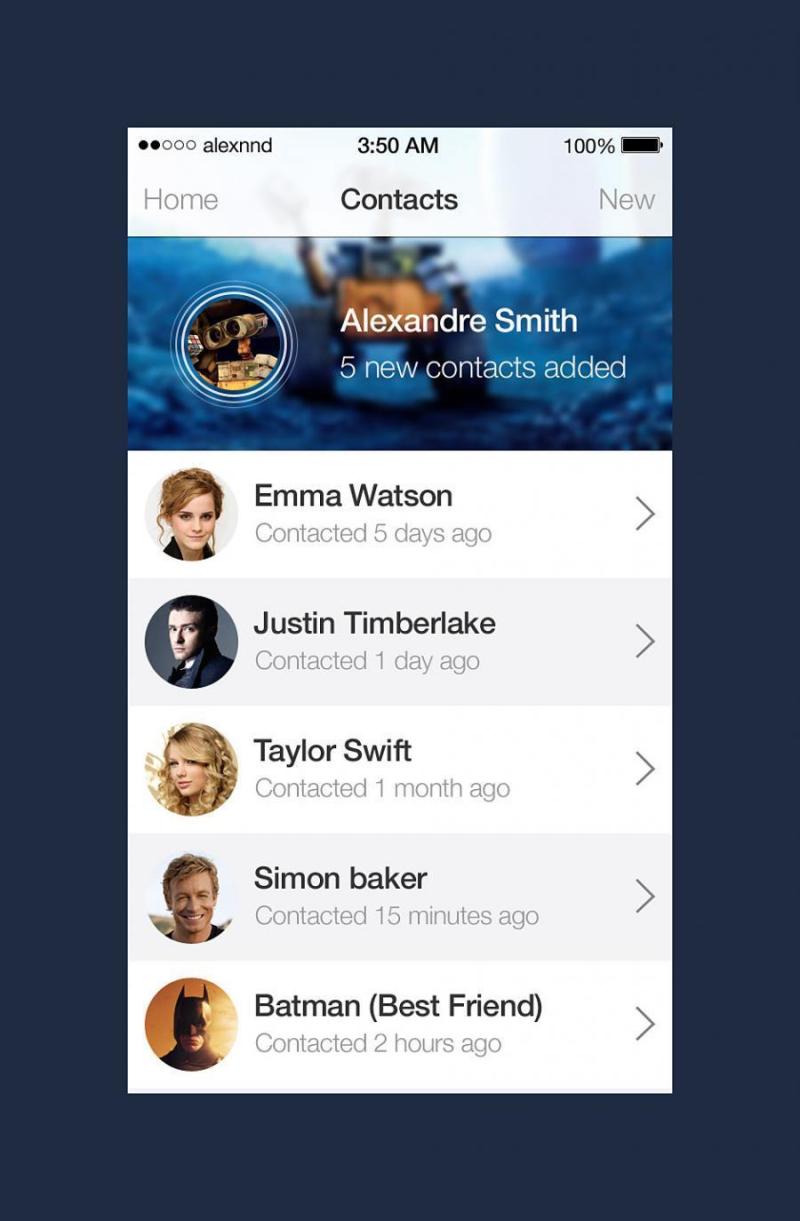 iOS7风格通讯录app界面_PSD 【OVO图库】