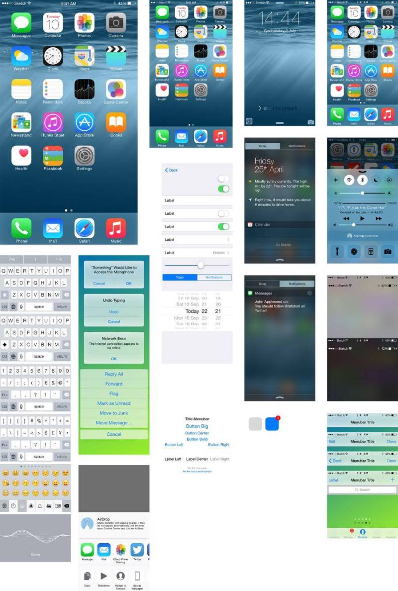 iOS 8 UI Kit_Sketch 【OVO图库】